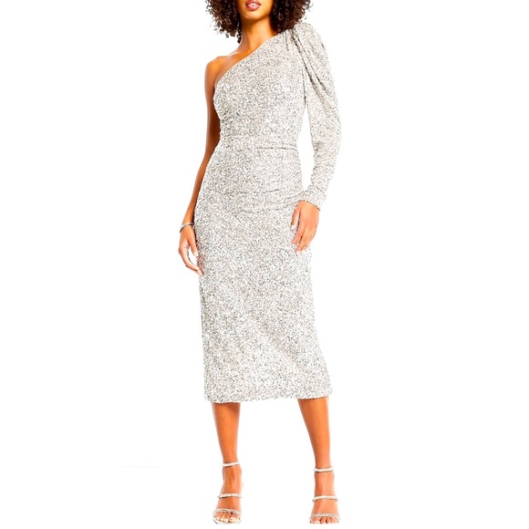 Express | Tops | Nwt Express Xl Champagne Puff One Shoulder All Over ...